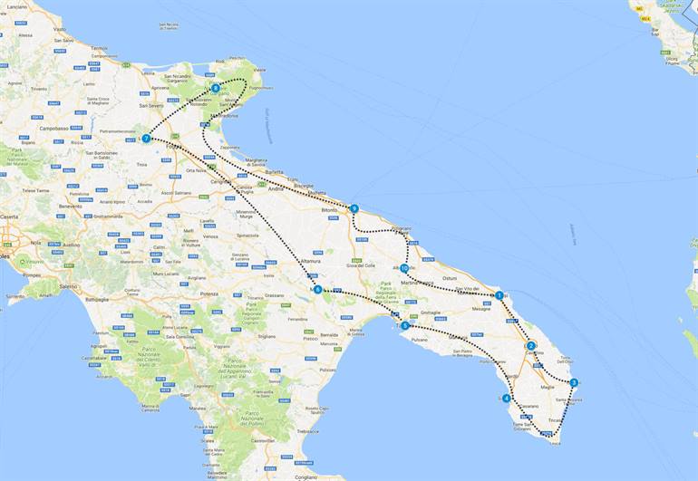 Rondreis Puglia (10-14 dagen) Route voor je roadtrip + kaartje